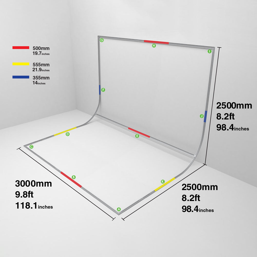 Easiframe® Curved Cyclorama Sweep Extension Kit | Hypop