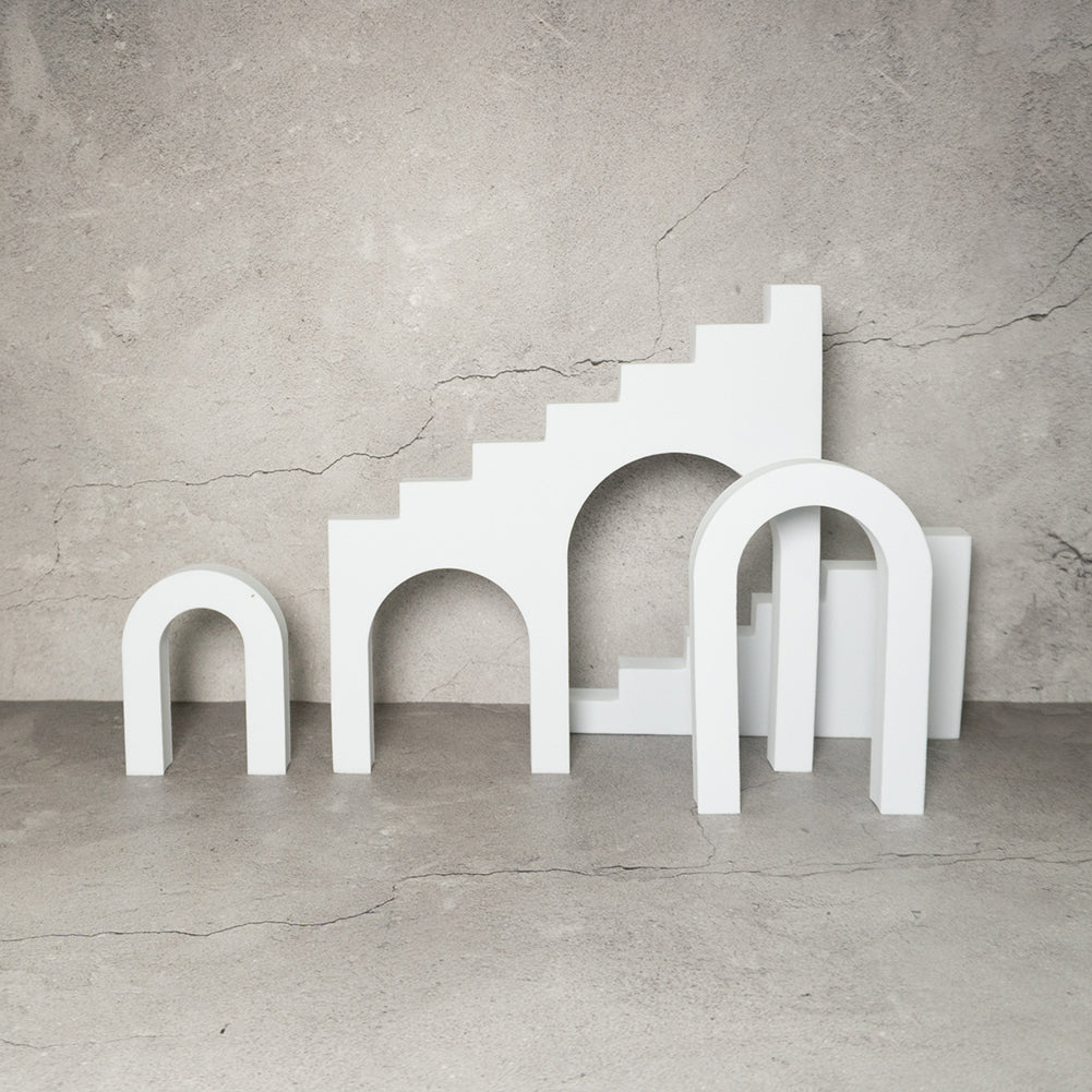 4 Piece Geometric Foam Styling Prop Set for Photography (White) – Hypop