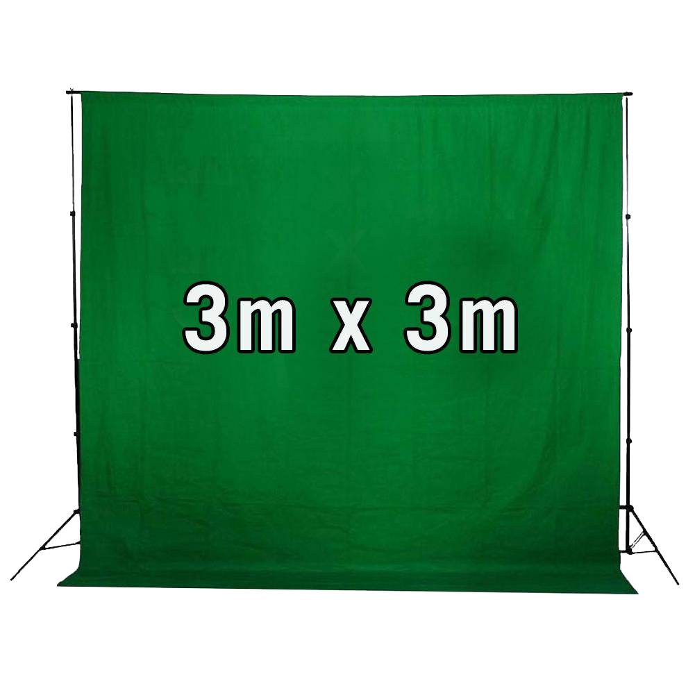 Chroma Key Green Screen 3M x 3M Cotton Muslin Backdrop | Hypop