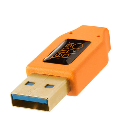 TetherPro USB 3 Micro-B Right Angle Cable 4.6m Hi-Vis Orange – Hypop