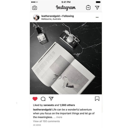 Flat Lay Instagram Backdrop - 'Paddington' Black Marble (56cm x 87cm ...