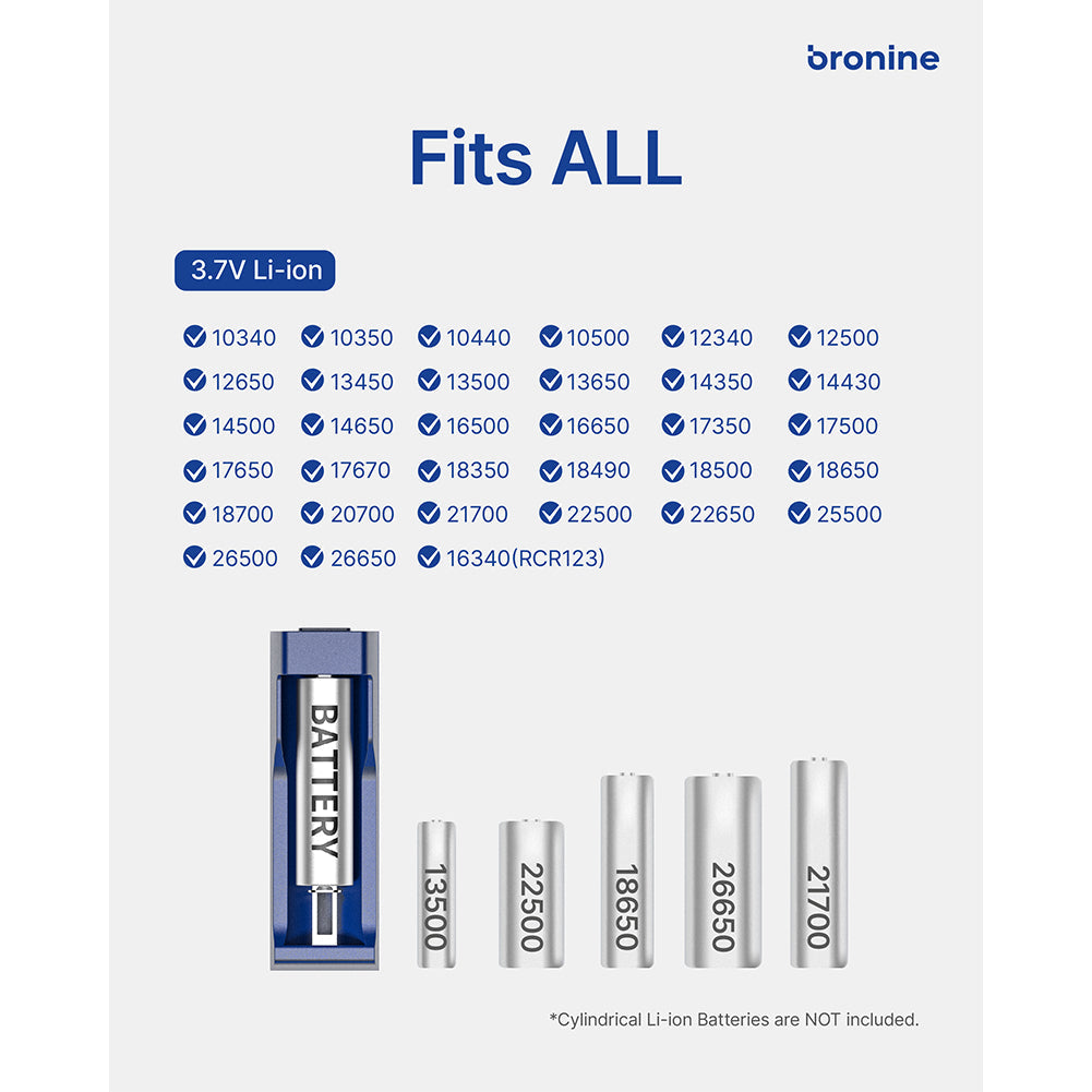 Bronine Cylindrical 3.7V Li-ion Battery Charging Kit 1 Port Plate – Hypop