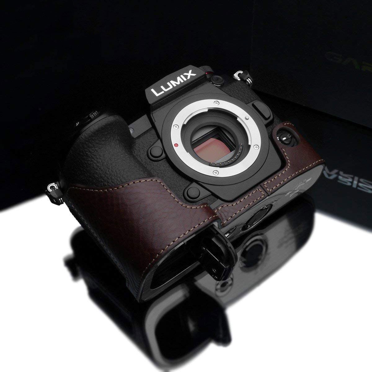 Gariz XS-CHG9BR Leather Camera Half Case Brown for Panasonic Lumix G9 ...
