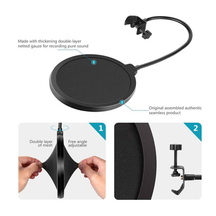 Microphone Pop Filter Shield with Flexible Gooseneck | Hypop
