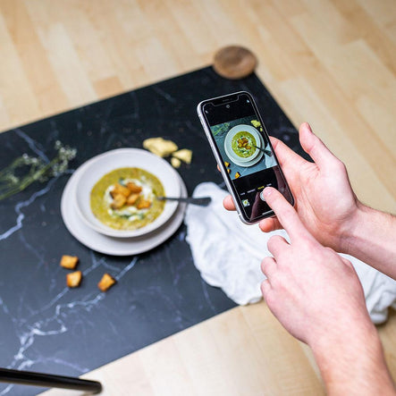 Flat Lay Instagram Backdrop - 'Paddington' Black Marble (56cm x 87cm ...