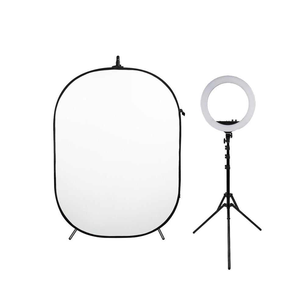Pop Up Backdrop & Diamond Luxe Ring Light Portrait Lighting Kit | Hypop